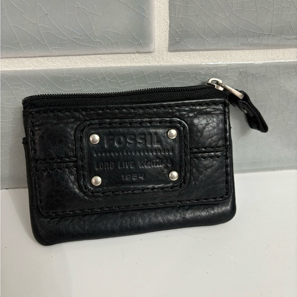 Fossil | Bags | Fossil Long Live Vintage 954 Black Leather Trifold ...